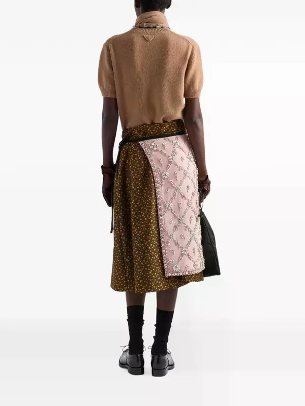 Prada Short-sleeved Cashmere Sweater With Scarf