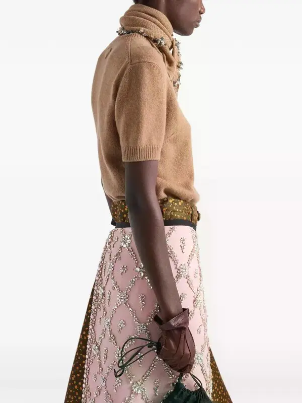 Prada Short-sleeved Cashmere Sweater With Scarf