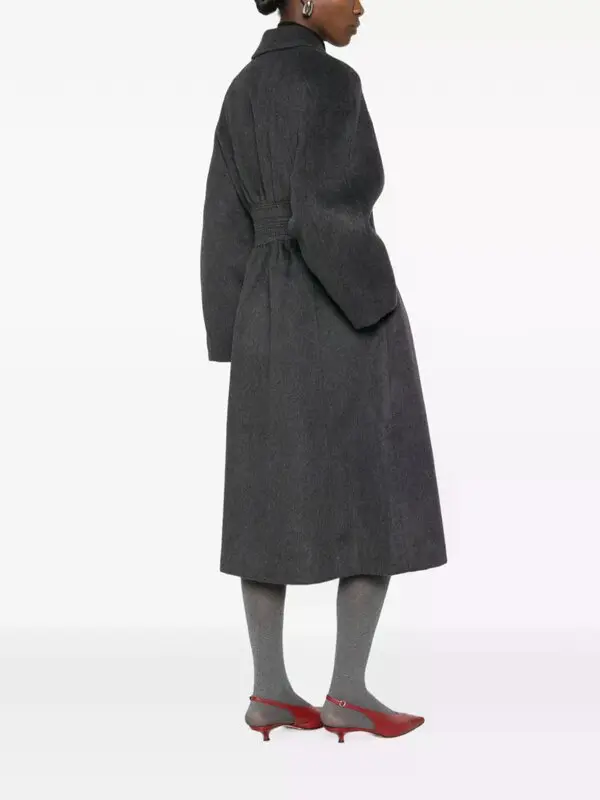 Stine Goya Shirred-waist Single-breasted Coat - Grey