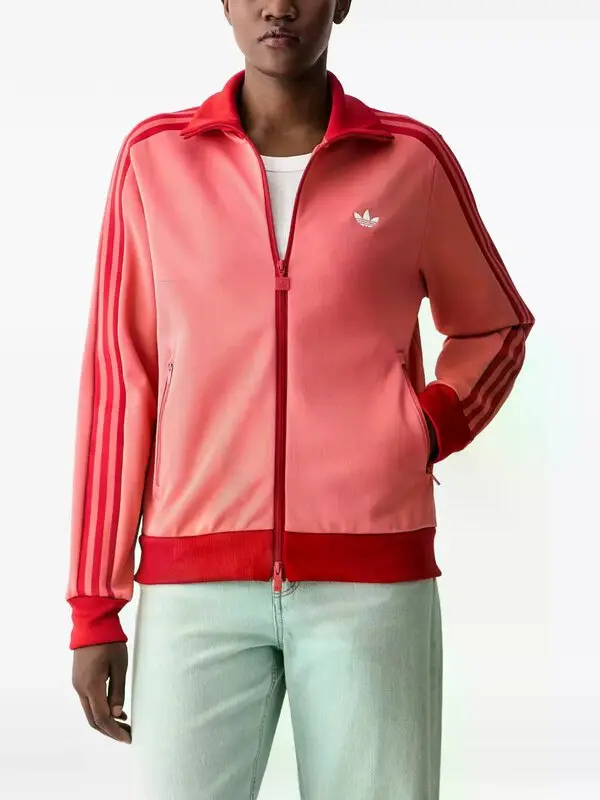 Adidas Logo-embroidered Striped Track Jacket - Pink