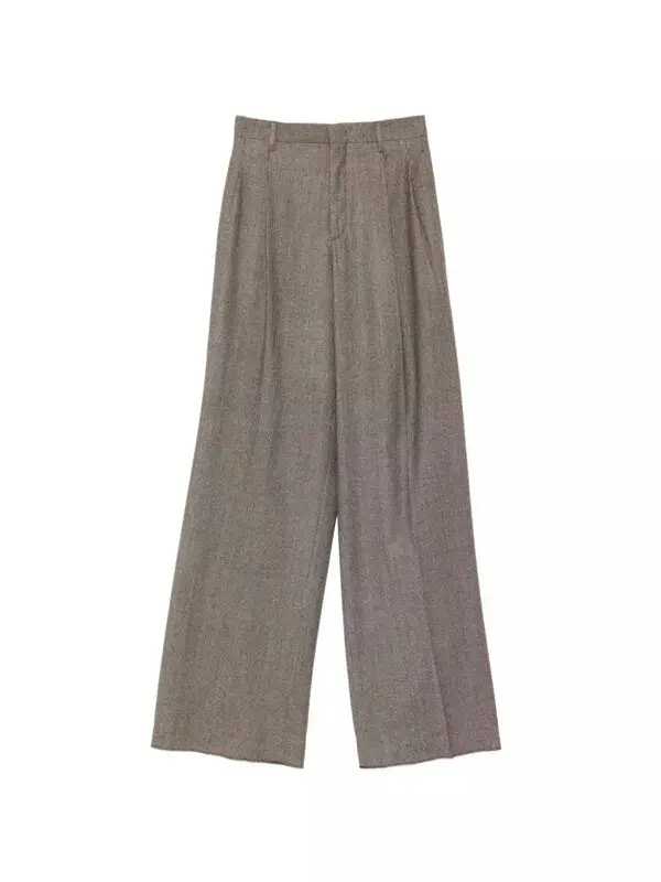 Tagliatore Virgin Wool Wide-leg Trousers - Brown