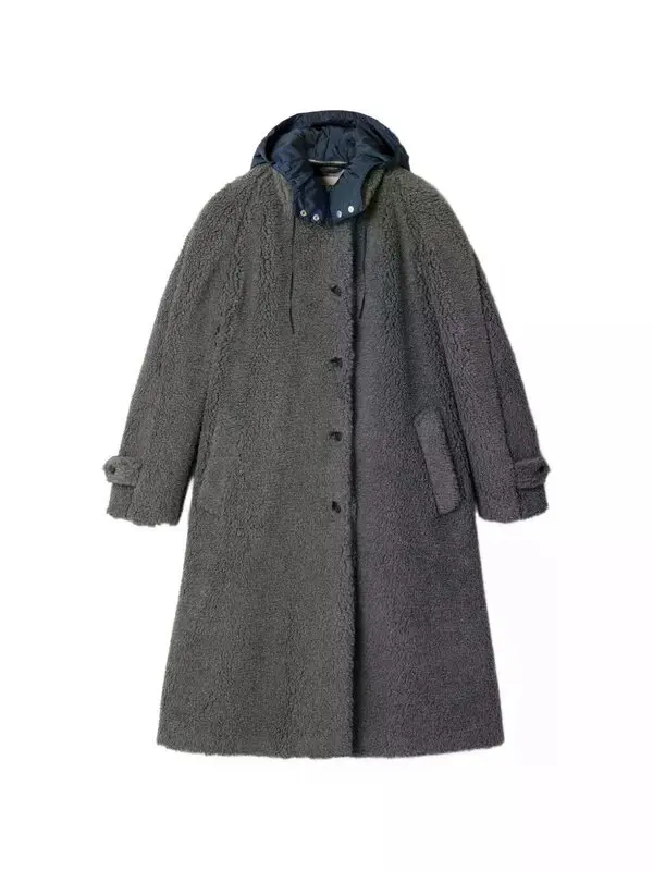 Miu Miu Single-breasted Fleece Coat - Grey