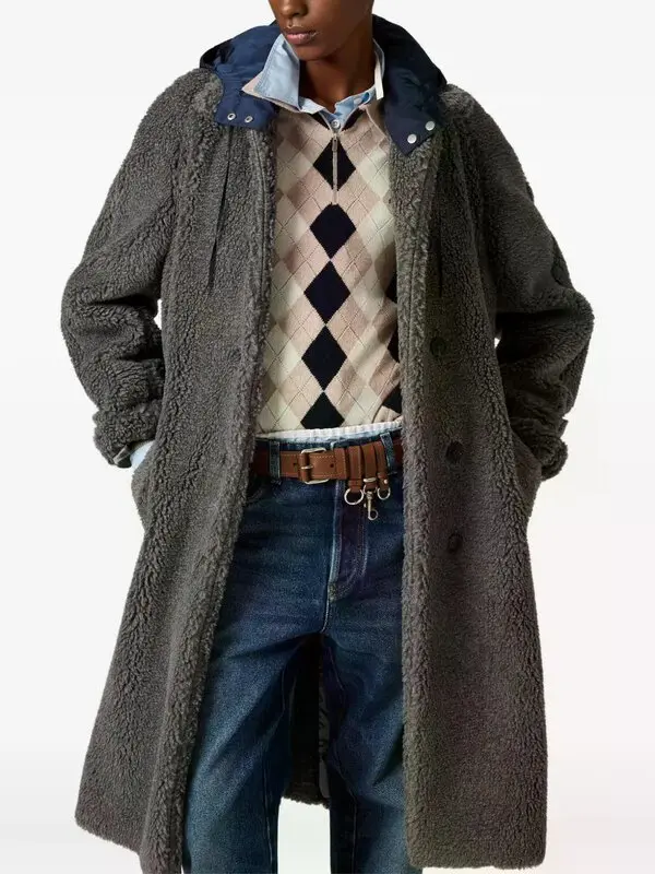 Miu Miu Single-breasted Fleece Coat