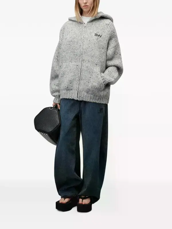 Alexander Wang Oversized Zip-up Hoodie With Aw Embroidery