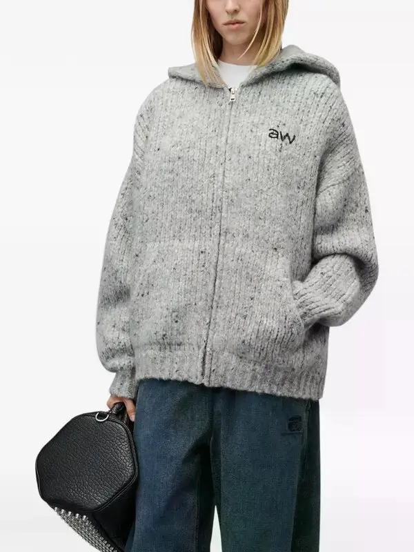 Alexander Wang Oversized Zip-up Hoodie With Aw Embroidery