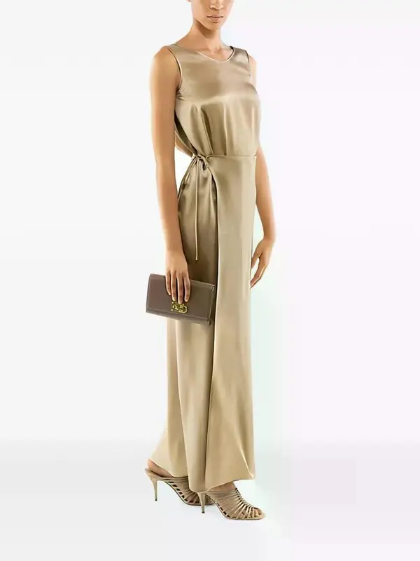 FERRAGAMO Satin Finish Wrap Maxi Dress