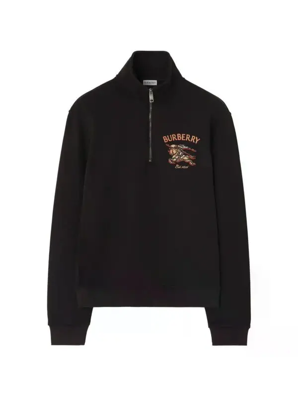 Burberry Knight Check Cotton Half-zip Sweater - Black