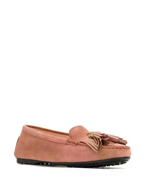 TOD'S Suede Tassel Detail Loafers