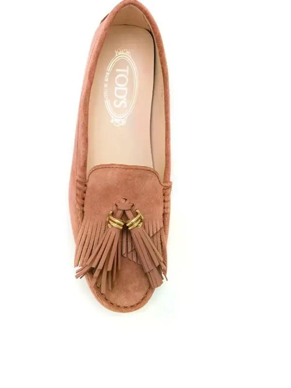 TOD'S Suede Tassel Detail Loafers