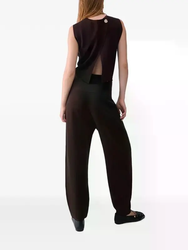 Liu Jo Long Knit Jumpsuit With Back Slit - Brown
