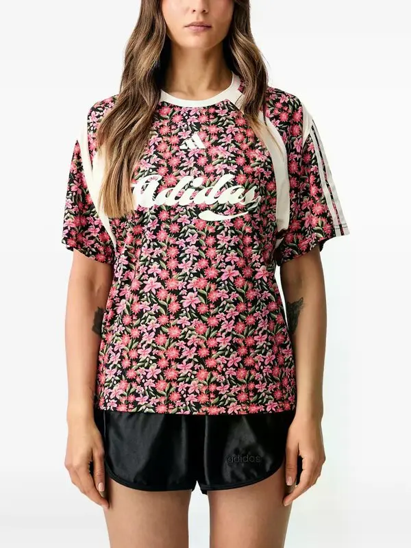 Adidas X Farm Rio House Of Tiro Floral-print Raglan-sleeve T-shirt - Black
