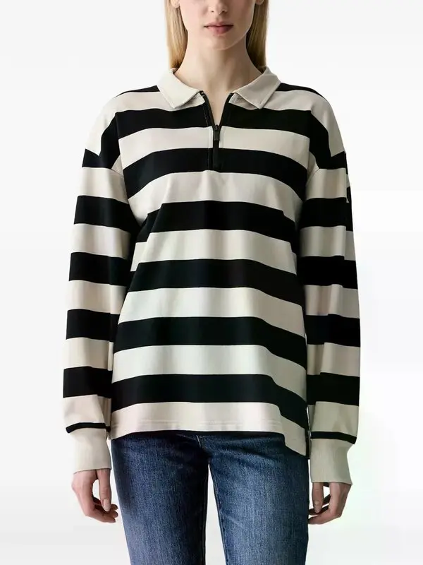 Adidas Striped Quarter-zip Polo Shirt - Neutrals
