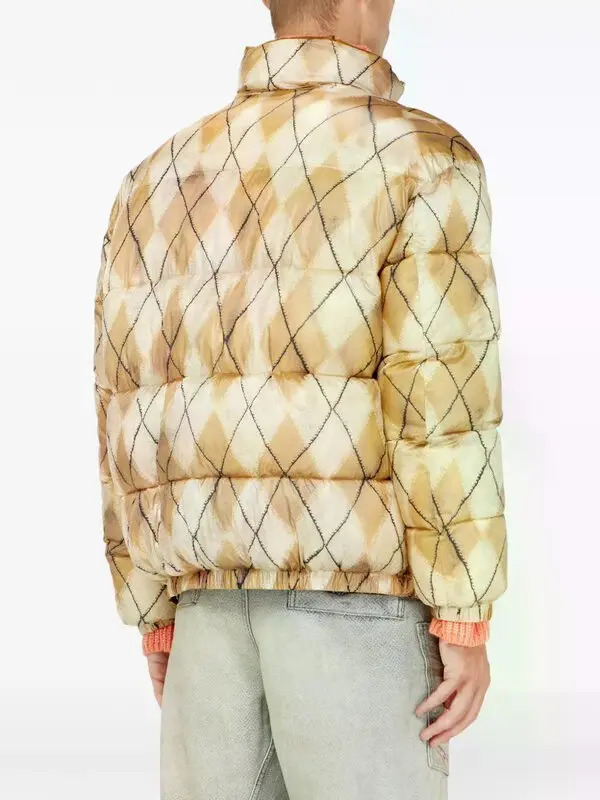DIESEL® Reversible Puffer Jacket With Argyle Print