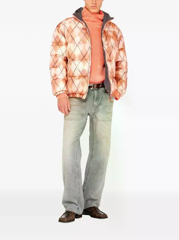DIESEL® Reversible Puffer Jacket With Argyle Print
