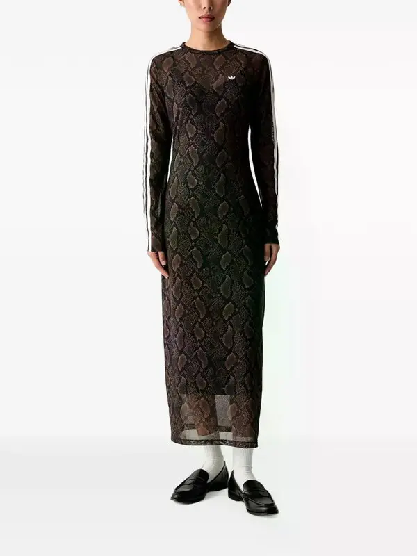 Adidas Snake-print Long-sleeve Maxi Dress
