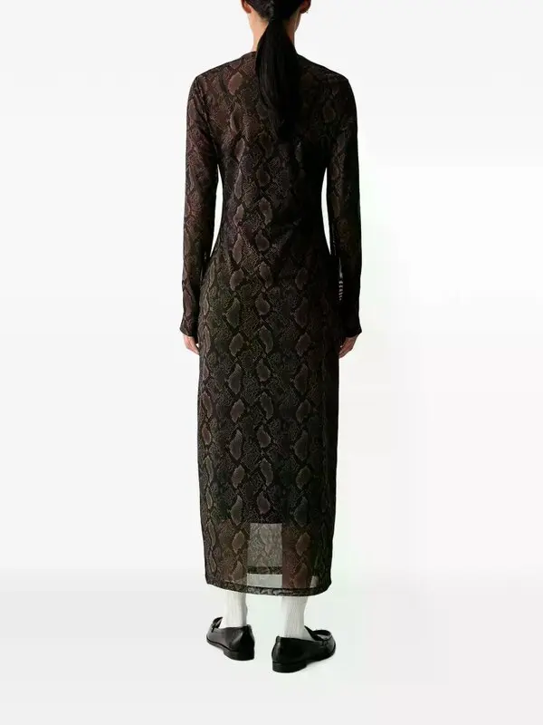 Adidas Snake-print Long-sleeve Maxi Dress