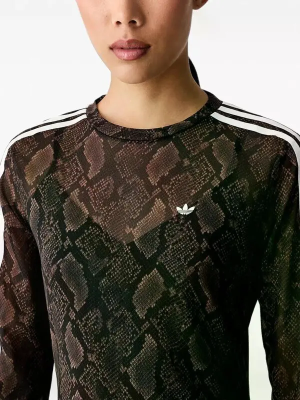Adidas Snake-print Long-sleeve Maxi Dress
