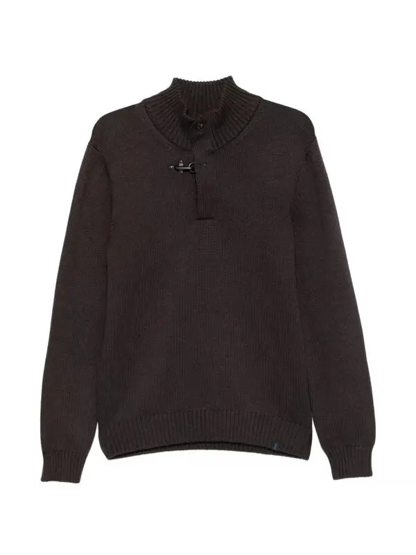 FAY Elbow-patch Hook-fastening Sweater - Brown