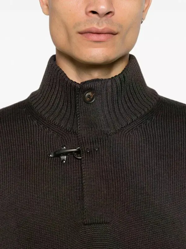 FAY Elbow-patch Hook-fastening Sweater - Brown