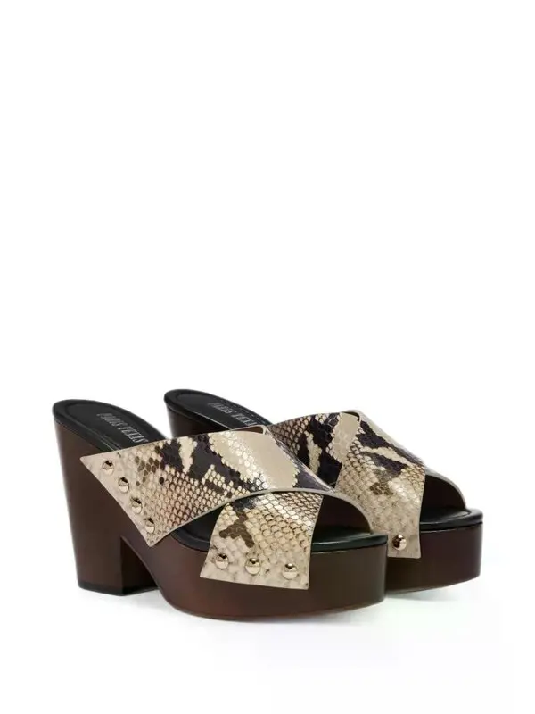 Paris Texas Marisol Snakeskin-effect Studded Sandals - Neutrals