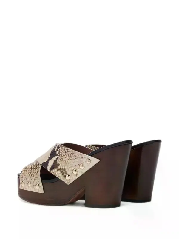Paris Texas Marisol Snakeskin-effect Studded Sandals