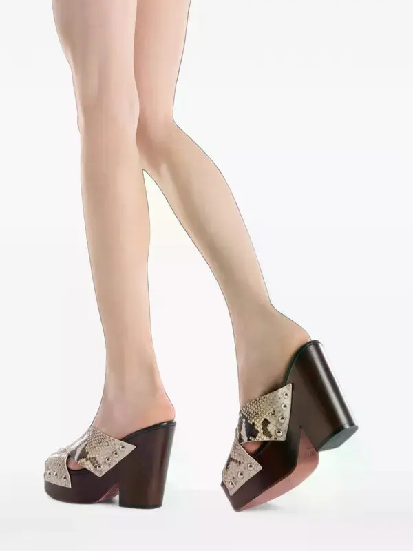 Paris Texas Marisol Snakeskin-effect Studded Sandals