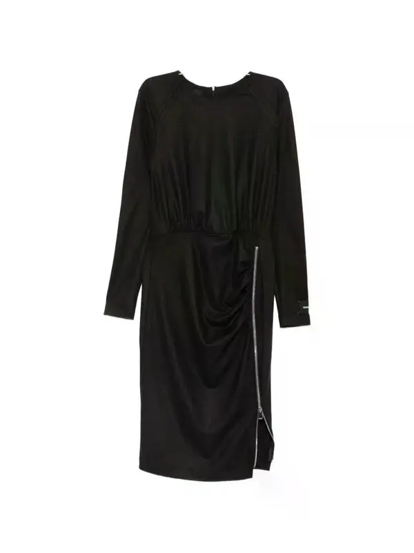 Pinko Anthurium Zip-detail Gathered-waist Midi Dress - Black