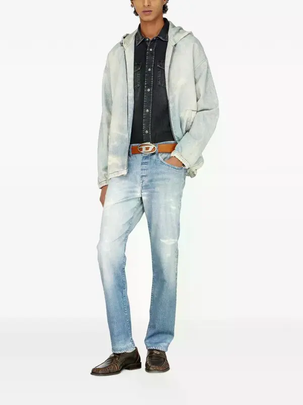DIESEL® Hooded Joggjeans Jacket With Trompe L’oeil - Blue
