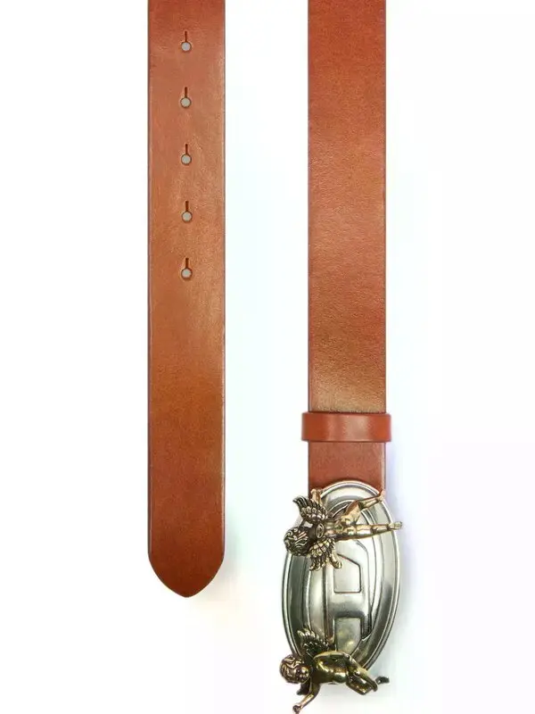 DIESEL® 3.5cm Leather Belt With Cherub Oval D Buckle
