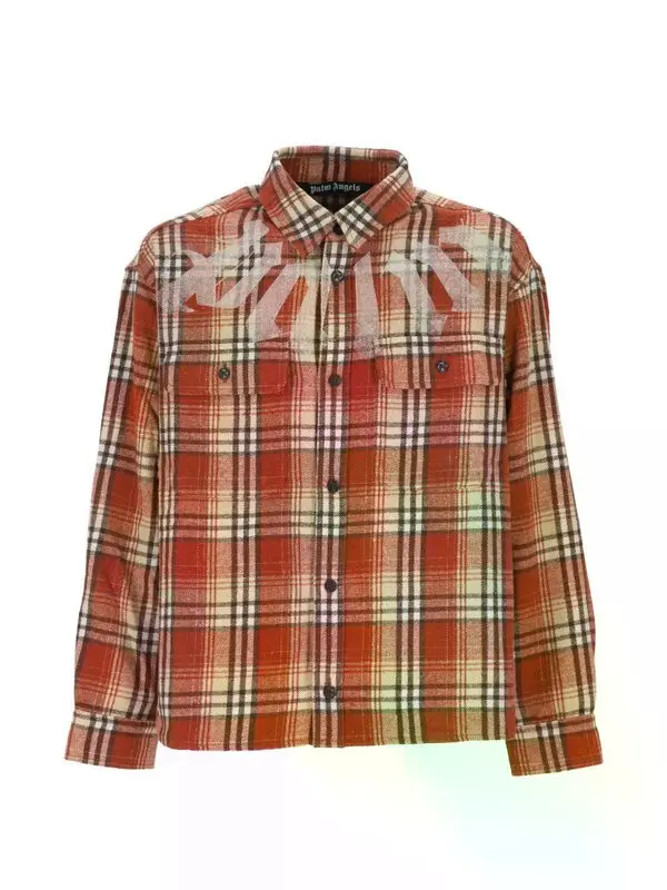 Palm Angels Big Neck Logo-print Checked Shirt - Orange