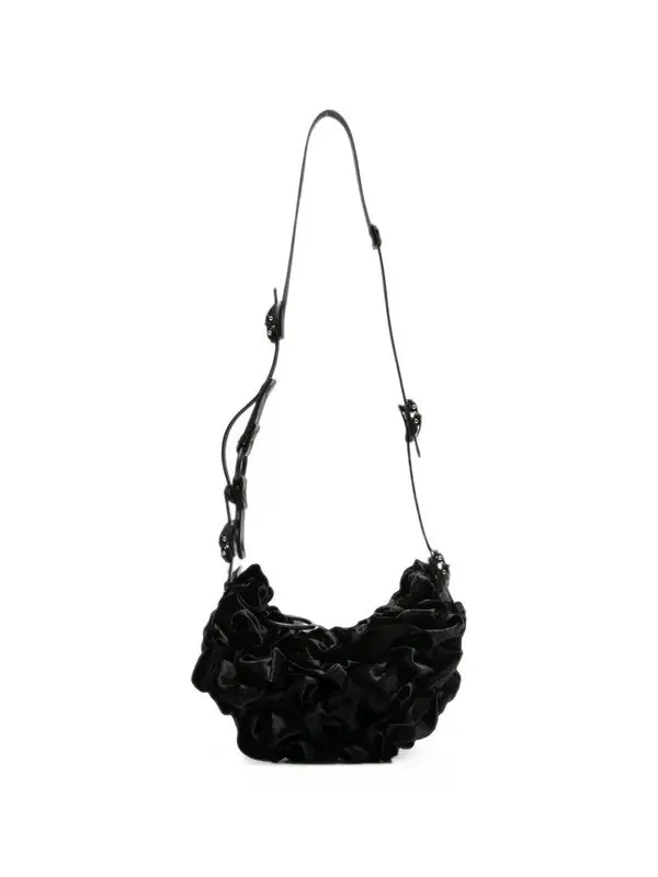 INNERRAUM Ruffled Velvet Tote Bag - Black