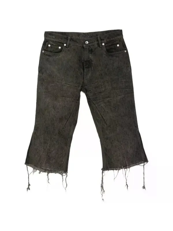Rick Owens Bolan Cutoffs Frayed Denim Shorts - Grey