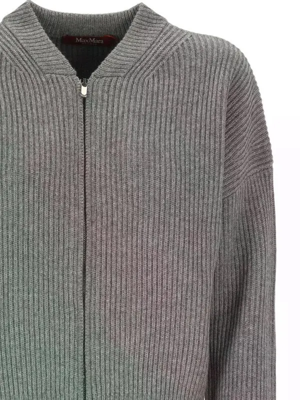 Max Mara Ribbed-knit Zip-up Cardigan
