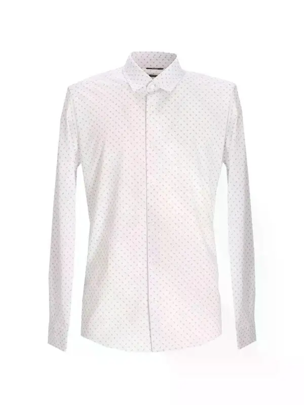 BOSS Geometric-print Long-sleeve Cotton Shirt