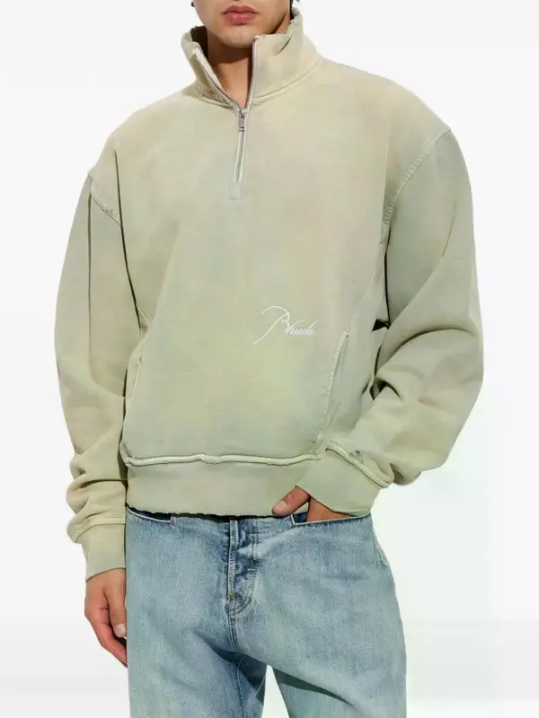 Rhude Classique Embroidered-logo Quarter-zip Sweatshirt
