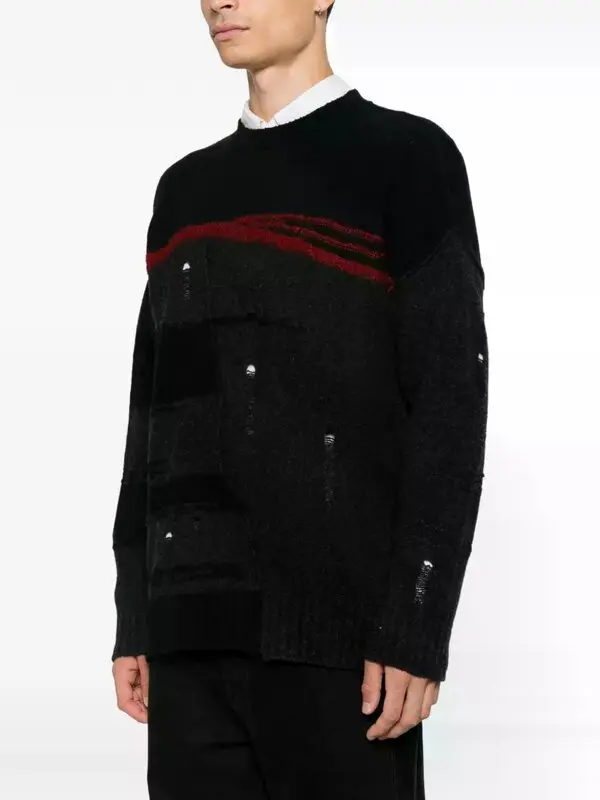 Isabel Benenato Distressed Panelled Sweater