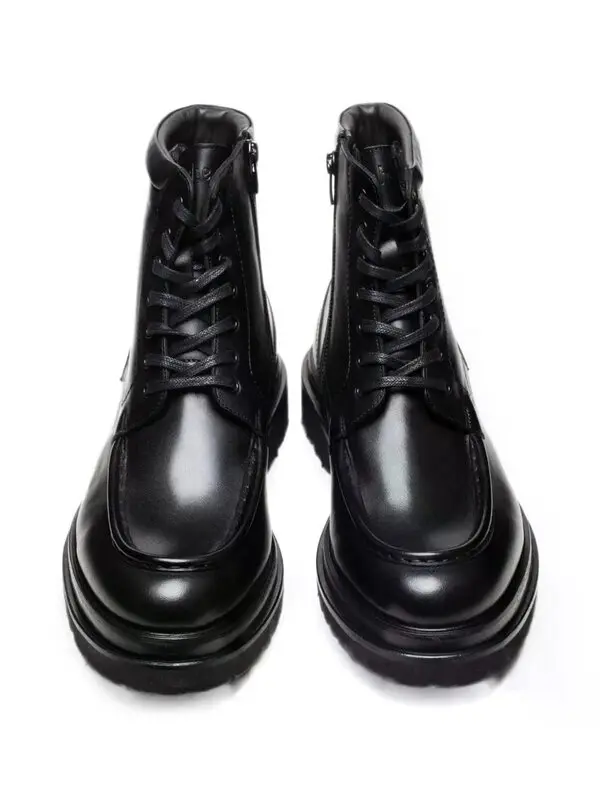 POCHE PARIS Lace-up Leather Ankle Boots