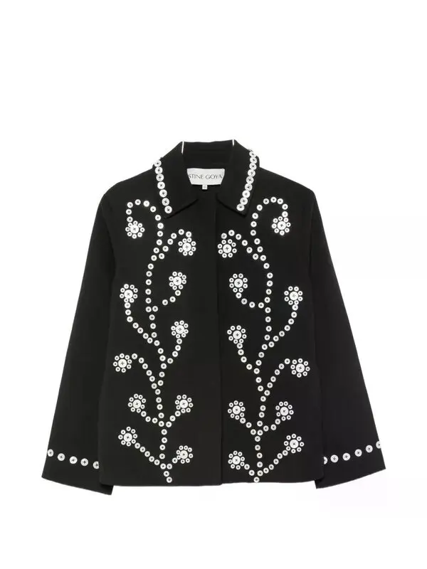 Stine Goya Eyelet-embellished Floral-motif Jacket - Black