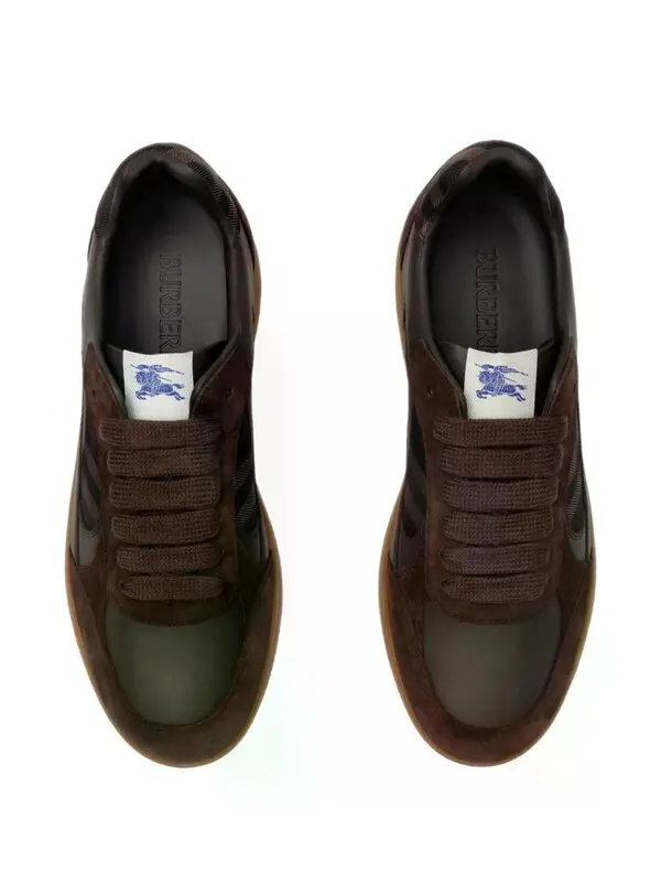Burberry Leather, Suede And Check Terrace Sneakers