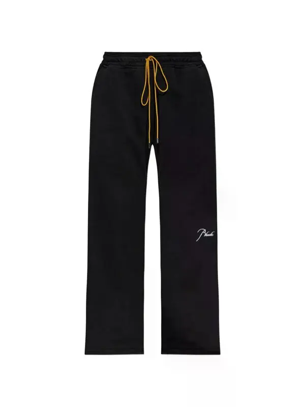 Rhude Classique Logo-embroidered Wide-leg Track Pants - Black