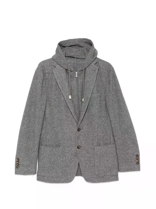 Eleventy Hooded Single-breasted Jacket - Grey