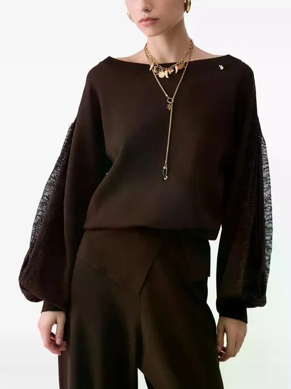 Liu Jo Sweater With Lace Inserts - Brown