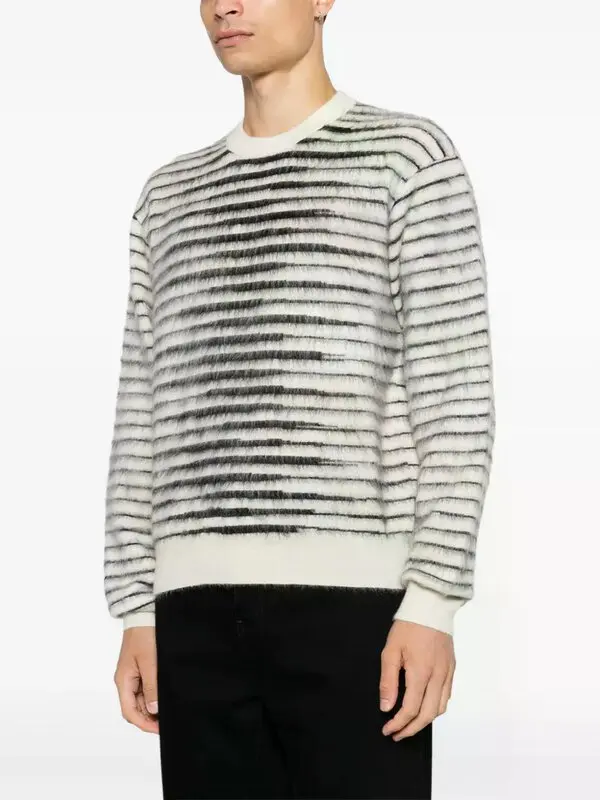 TOM FORD Striped Brushed Texture Crew-neck Sweater - Neutrals