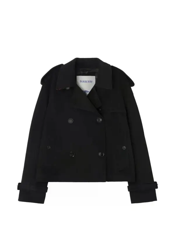 Burberry Cropped Cashmere Mayfair Trench Jacket - Black