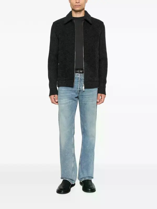 Eleventy Ribbed-knit Panelled Wool Jacket