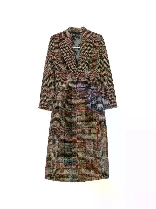 QUETSCHE Check-pattern Tulle-panel Coat - Black
