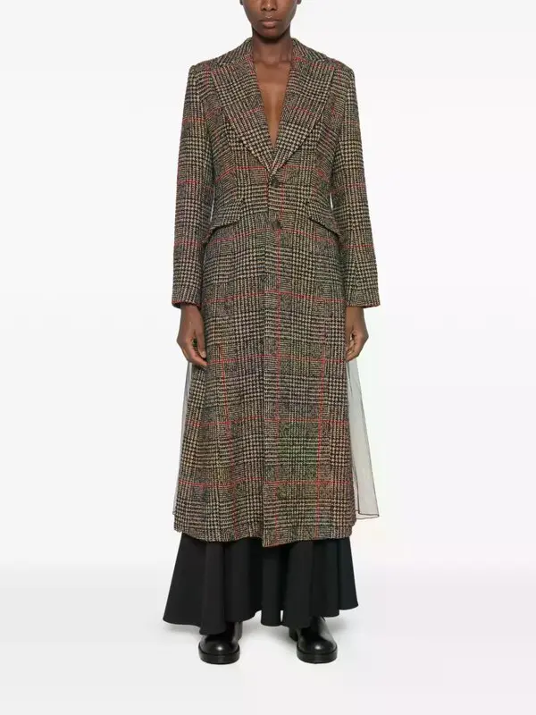 QUETSCHE Check-pattern Tulle-panel Coat
