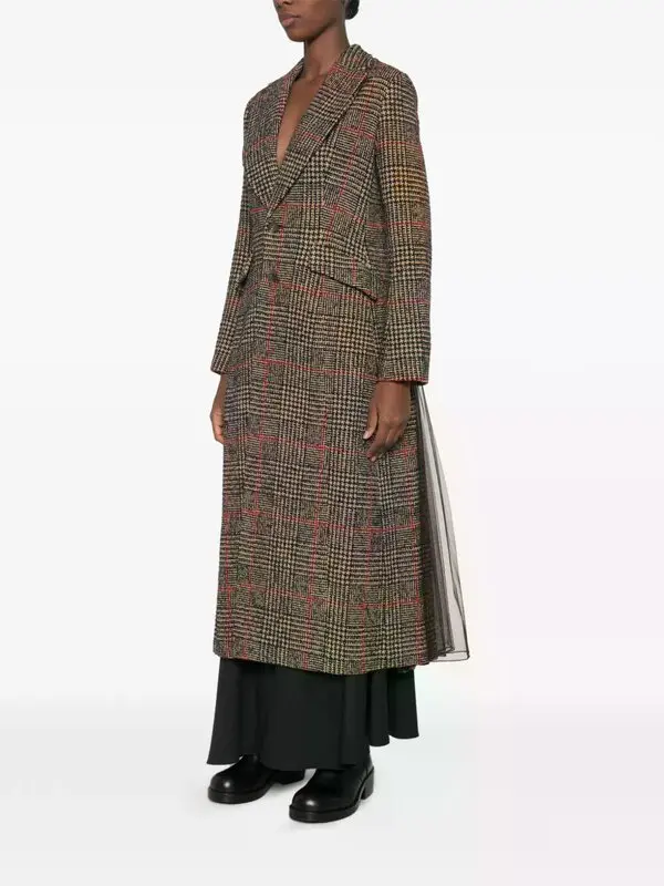QUETSCHE Check-pattern Tulle-panel Coat