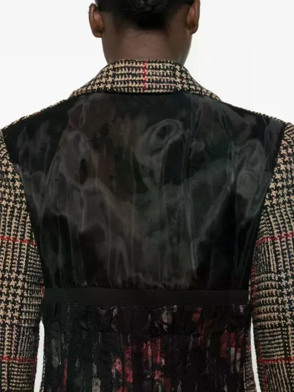 QUETSCHE Check-pattern Tulle-panel Coat