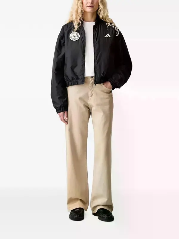Adidas X Farm Rio Floral-print Bomber Jacket - Black
